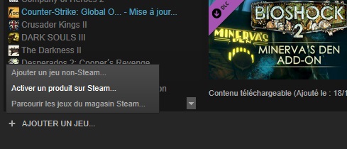 Activation d´un jeu » Activation sur Steam